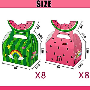 Cartoon Melon Birthday Party Supplies Goodie Bags 16 Pcs, Candy Gift Boxes for Kids Boys Girls J Watermelon One In a Melon Party Decorations Favors