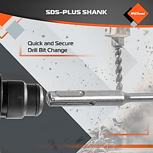 AV Steel 5-Piece SDS Plus Rotary Hammer Drill Bits, Masonry Drill Bits, Carbide Tipped SDS Drill Bit Set for Drilling, SDS Plus Drill Bit Set for Brick, Masonry, Block, Concrete with Storage Case