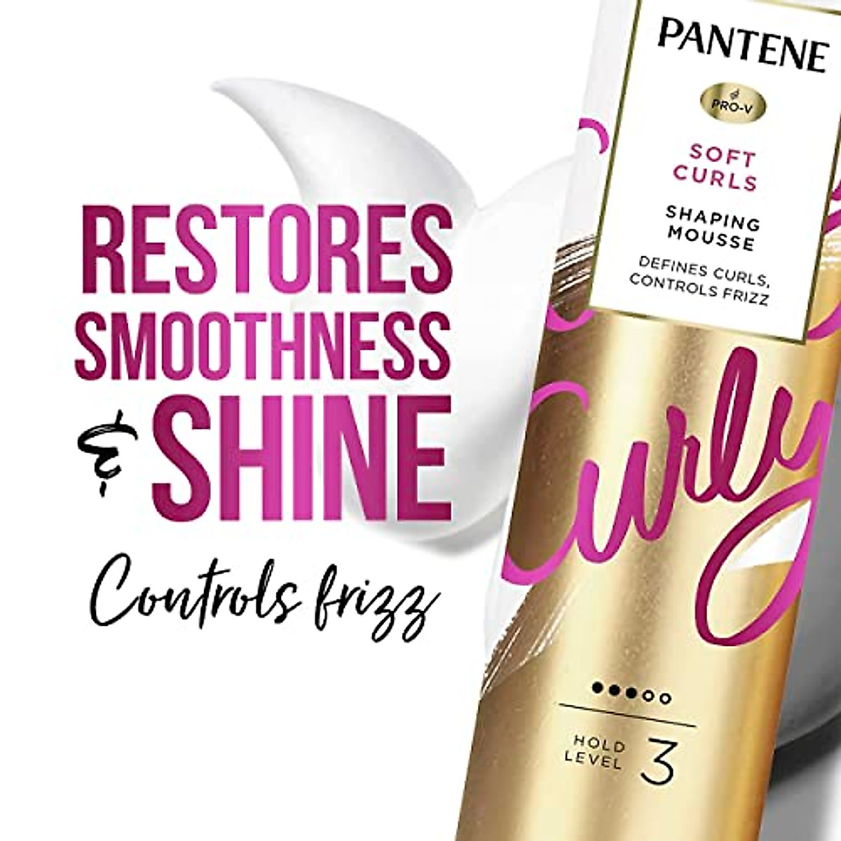 Pantene Curl Mousse For Curly Hair, Tames Frizz for Soft Touchable Curls, 6.6 Oz Each (Pack of 3)
