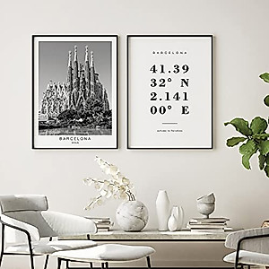 Dear Mapper Barcelona Spain View Abstract Road Modern Map Art Minimalist Painting Black and White Canvas Line Art Print Poster Art Print Poster Home Decor (Set of 3 Unframed) (12x16inch)