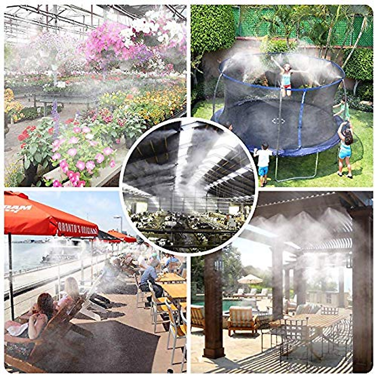 Landgarden Outdoor Misting Cooling System,33ft Misting Line,11 Brass Mist Nozzles for Patio Garden Greenhouse