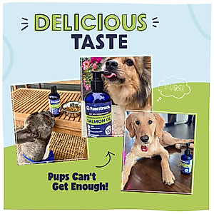 Pawstruck Pure Human-Grade Wild Alaskan Salmon Oil for Dogs & Cats - Vet Recommended Omega 3 & 6 Extra Strength Supplement Food Topper with EPA DHA Fatty Acids Immune Support