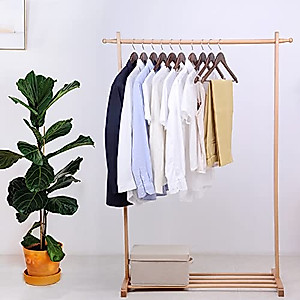 Nature Smile Wooden Suit Hangers 30 Pack Solid Wood Coat Clothes Hangers with Non Slip Bar and 360° Swivel Hook (Retro Color)
