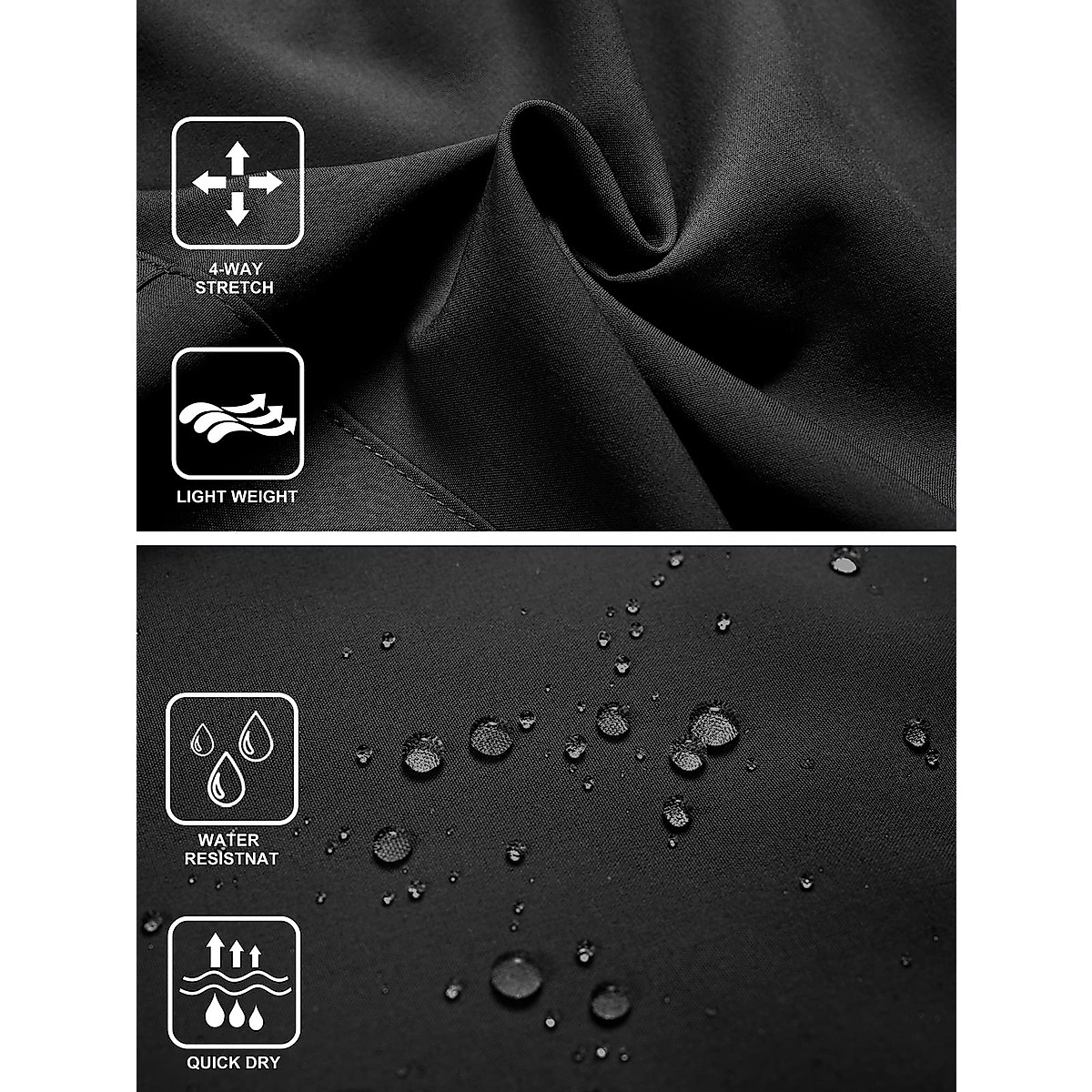 Women's Lightweight Hiking Cargo Shorts Quick Dry Athletic Shorts for Camping Travel Golf with Zipper Pockets Water Resistant Black