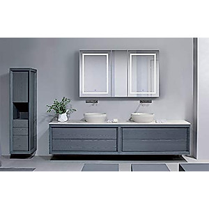 Krugg Large LED Medicine Cabinets with Defogger, Dimmer, 3X Makeup Mirror, Outlet & USB (60 x 36 Left Right Right)