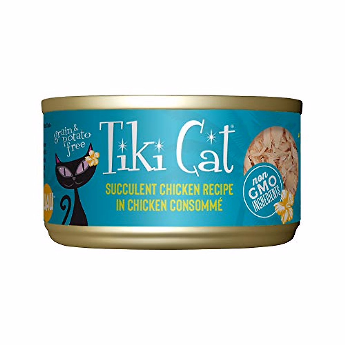 Tiki Cat Luau Shredded Meat, Succulent Chicken Recipe in Chicken Consumme, Grain-Free Balanced Nutrition Wet Canned Cat Food, For All Life Stages, 2.8 oz. Cans (Case of 12)
