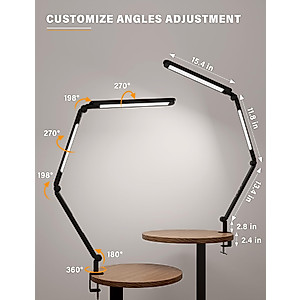 Homlife LED Desk Lamp, Dual Light Sources Desk Lamp for Home Office Dorm, Stepless CCT and Brightness Control with Remote, Adjustable Swing Arm