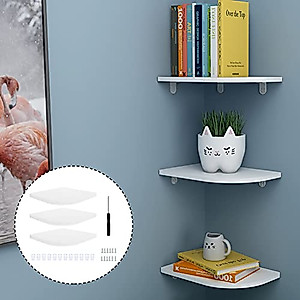 iplusmile Corner Wall Shelf Set of 3, Wall Mounted Floating Corner Shelves, Wall Storage Display Shelves for Home Décor, Bedroom Bathroom