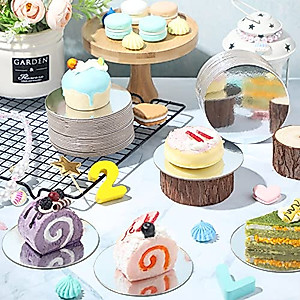 Cake Boards Round 4 Inch Mini Cake Circle Base Boards Disposable Cardboard Cake Plate Round Coated Cakeboard for Kitchen Baking Caking Pizza Dessert Cupcake Tray (Silver,50 Pieces)