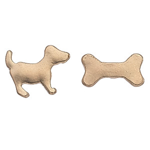 Stud Buds Gold Dog and Bone Nickel Free Earrings from Howard's Inc