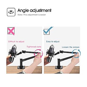 Smatree Microphone Adjustable Stand Desk Compatible for Shure SM7B/ Shure MV7/AT2020 /BM-800, Shure SM7B Mic Stand, 5/8" Adapter Screw,Singing, Podcasts & Recording Stand Desk