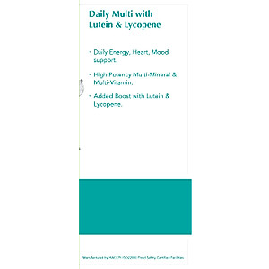 DAIKEN Lutein Multivitamin with Lycopene, Time Released Multivitamin for Women & Men, 27 Full Spectrum Vegan Multivitamin, Mini & Easy to Swallow, 60 Tablets (Pack of 2)