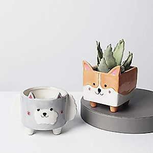 1pc outdoor planter dog flower planter containers porcelain flower planter ceramic cactus plant pots cartoon pots mini vases for flowers Ceramic Pot for Succulent pet decorations