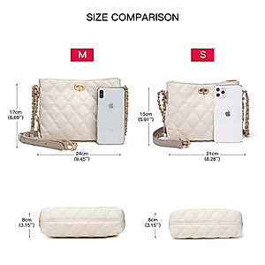 Sivim Crossbody Bags for Women Medium Size Leather Cute Crossbody Purse Shoulder Bag with Adjustable Gold Chain Strap(Medium Beige)