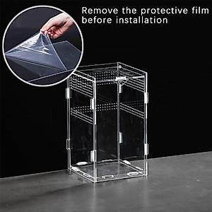 TREELF Micro Habitat Terrarium Kit (4pc Set) - Acrylic Reptile & Spider Enclosure (4.7 * 4.7 * 8 Inches)