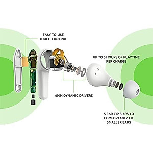 Belkin Soundform Nano - Bluetooth Earbuds for Kids with Built-in Microphone, 24H Battery Life, 85dB Safe Volume Limit - Kids Bluetooth Earbuds for iPhone, iPad, Galaxy & More - White