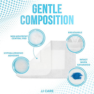 JJ CARE Adhesive Island Dressing [Pack of 100], 2x3 Sterile Bordered Gauze Dressing, Individually Wrapped Island Wound Dressing with Highly Absorbent Non-Stick Center Pad