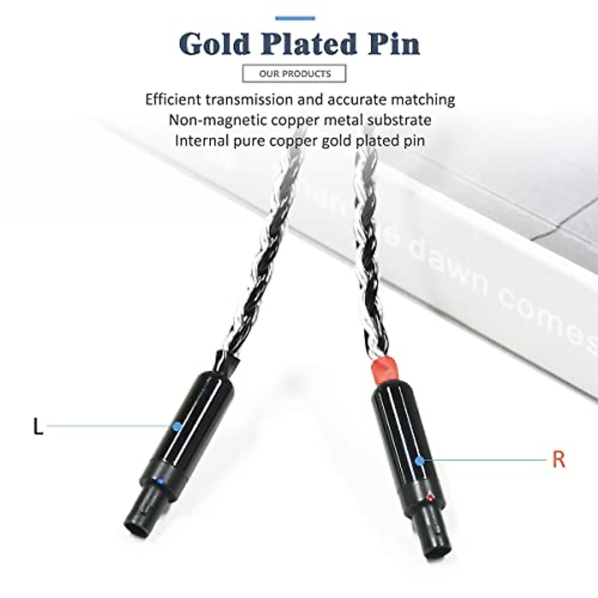 GUCraftsman 16 Strands 7N Single Crystal Copper/Silver Mixed Headphones Replacement Cables 4Pin XLR/2.5mm/4.4mm Balance for SENNHEISER HD800 HD800s HD820s HD820 Dharma D1000 (4.4mm Plug)