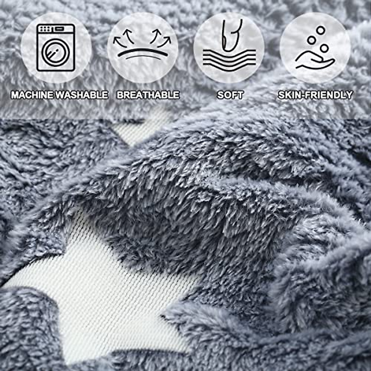 Glow in The Dark Blanket 50" x 60" Throw Blanket Gifts for Kids Boys Soft Plush Microfiber Flannel Blanket for Kids and Adults (Grey - Star, 50"×60")