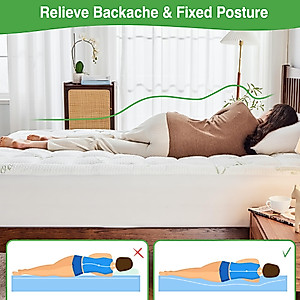 GOONIK Queen Mattress Pad Cover, Viscose Made from Bamboo Pillow Top Cooling Mattress Topper for Queen Size Bed, 6-21 inches Deep Pocket, 60x80 inches