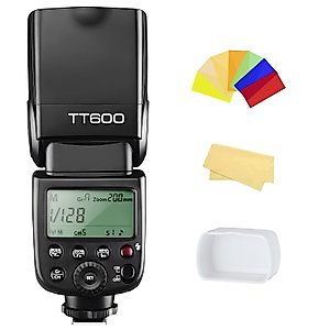 Godox TT600 GN60 2.4G 1/8000s Camera Flash Speedlite, 230 Full Power Flashes, 0.1-2.6s Recycle Time, Compatible for Canon, Nikon, Pentax, Olympus and Other DSLR Cameras with Standard Hotshoe & Filte