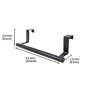 Qflushor Cabinet Door Towel Holder, Over Cabinet Towel Bar, Kitchen Over Cupboard Door Towel Holder, Stainless Steel Dish Towel Holder for Cabinet Door, Matte Black, 2 Pack