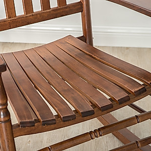 BplusZ Outdoor Wooden Rocking Chair for Patio and Porch - Traditional Indoor Outside Furniture Rocker for Lawn, Backyard and Garden, Brown