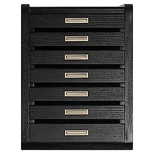 DisplayGifts Knife Storage Glass Top Display Case Holder Tool Storage Cabinet with Felt Bottom Drawers Black