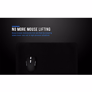 SubZERO Gaming TYKA Soft Gaming Mouse Pad, Large, Stitched Edges, 18"x16" (Black)