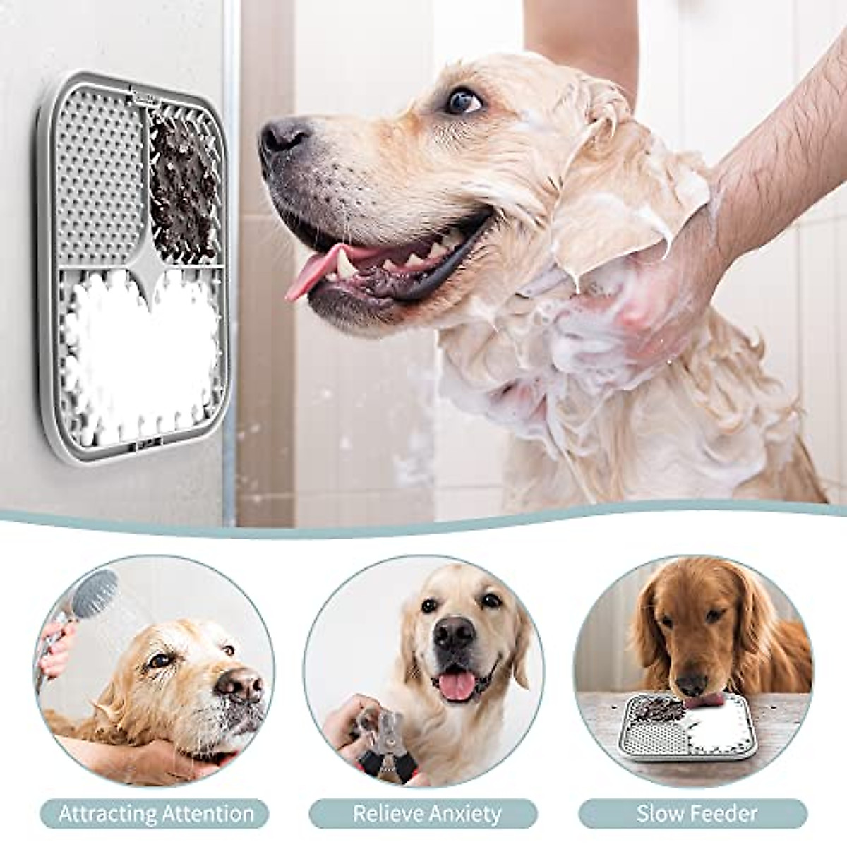 Coomazy Lick Mat for Dog and Cat, Slow Feeder & Non-Slip Design, Boredom and Anxiety Reducer, Suitable for Food, Treats, Yogurt, Peanut Butter and Liver Paste, BPA-Free, Non-Toxic, 2-Packs