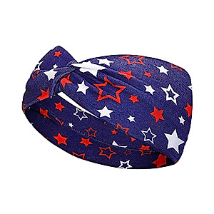 IDDFEVE 4Pcs 4th of July Headbands for Women, Wide Knot Patriotic Independence Day Holiday Hair Band, USA Flag Star Hair Accessory (Star)