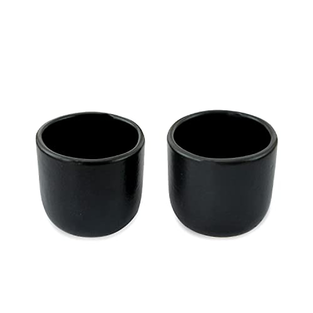 roro Hand Molded Ceramic Stoneware Tea and Coffee Serveware Matte Black Sipper Cups, Set of 2