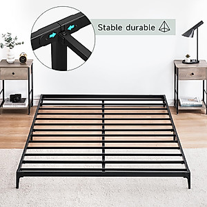 GAOMON 6 Inch Low Queen Bed Frame Heavy Duty Metal Mattress Foundation Platform Sturdy Steel Slat No Box Spring Needed, Easy Assembly, Noise Free