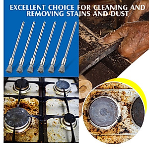 10 Pcs Wire Brush Extended Steel Cleaning End Brushes Pen Stainless Steel Wire Brush 3 mm Mandrel Rust Paint Removal Bits Polishing Rotary Tool Accessories, 6 mm End Brush