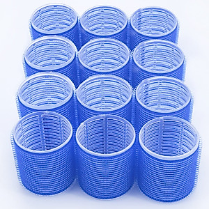 Hair Rollers, 12 Pack Self Grip Salon Hairdressing Curlers, DIY Curly Hairstyle,Colors May Vary, Large
