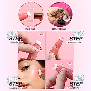 Liquid Blush Wand, Matte Face Blushes Beauty Wand with Cushion Applicator, Lightweight Pink Blush Natural Pearl Finish, Smooth Creamy Fomula (3# desert rose)
