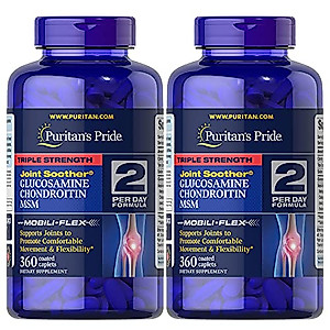 Puritan's Pride Triple Strength Glucosamine, Chondroitin & Msm Joint Soother, 360 Count (Pack of 2), Total 720 Count