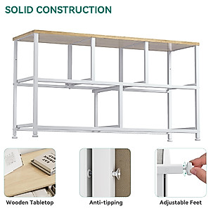 YITAHOME Wide Chest of Drawers, Dresser with 5 Drawers, Oak Greige Fabric Storage Tower, Dresser for Bedroom with 5 Drawers, Living Room, Closets - Sturdy Steel Frame, Wooden Top