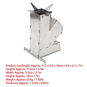 Detachable Camping Wood Stove Rocket Stove Portable Durable Convenient Stainless Steel Detachable Backpacking Stove