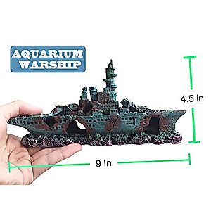 SLOCME Aquarium Shipwreck Decorations Fish Tank Ornaments - Resin Material Sunken Ship Decorations, Eco-Friendly for Freshwater Saltwater Aquarium Betta Fish Decorations
