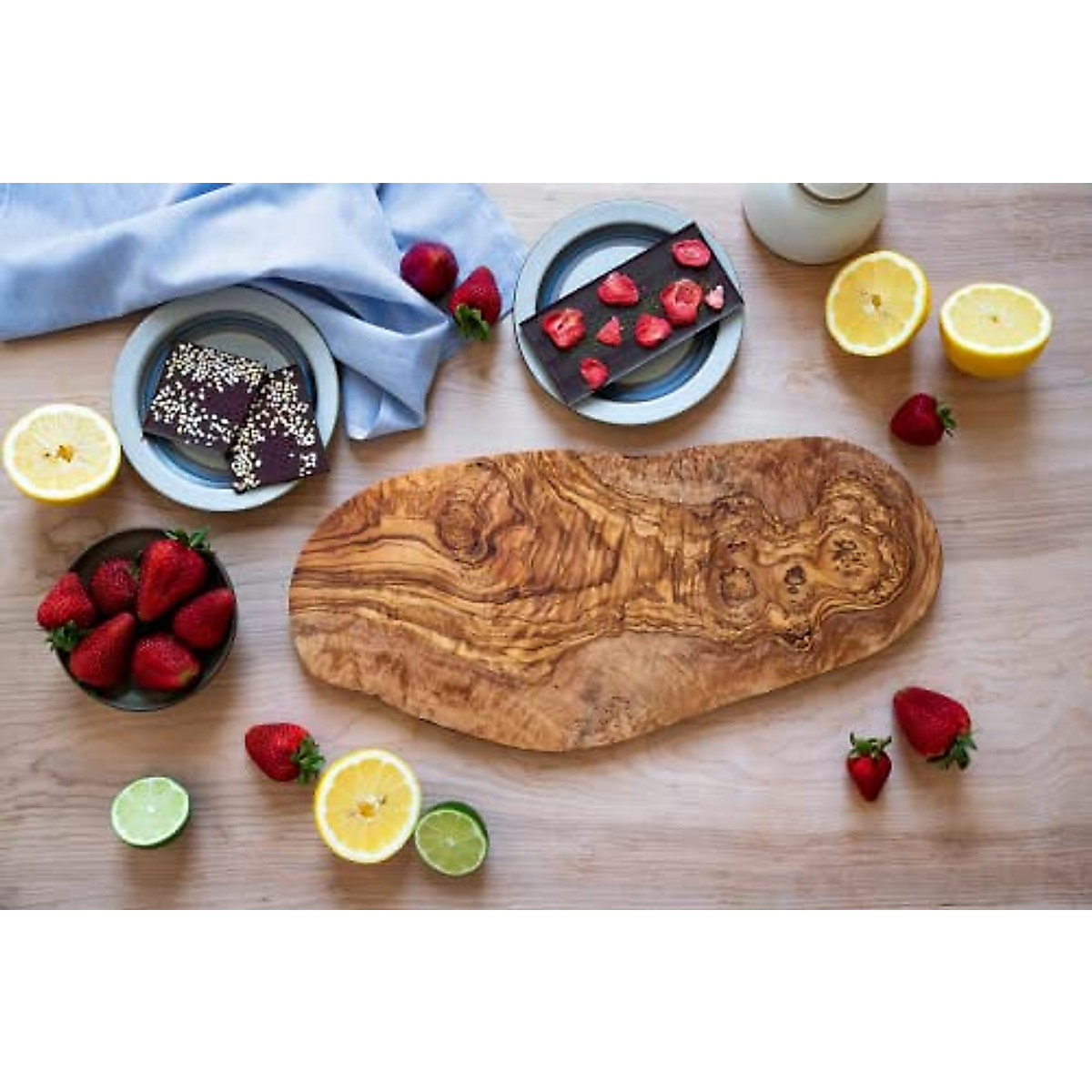 Thirteen Chefs Charcuterie Boards - Large, 20 x 10 Tramanto Olive Wooden Serving Platter for Cheese, Meat and Appetizers - Perfect Dinner Party Board - Kitchen Accessories