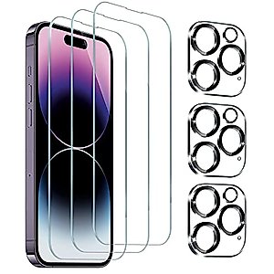 Corefyco Direct [3+3 Pack] Screen Protector for iPhone 14 Pro Max, 9H Tempered Glass and Camera Lens [Anti-Scratch] [Bubble Free] [Ultra HD]