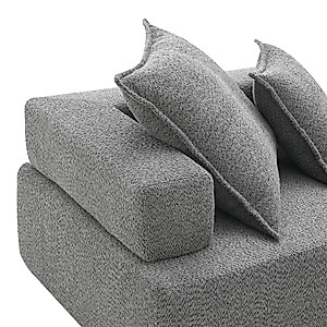 LUMISOL 3 Piece Modular U Shaped Boucle Floor Couch Set, Spacious Sectional Sofa Couch for Living Room, Foam-Filled Sofa Bed for Apartment Office, Convertible Sleeper Couch, Gray
