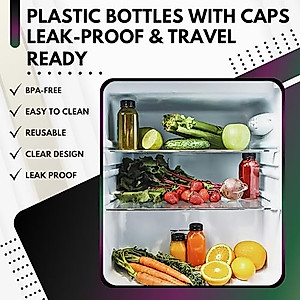 Green Direct 12 oz Clear Plastic Reusable Juice Bottles with Caps | Empty Water Bottles for Juicing, Smoothies, Shakes | BPA-Free, Durable & Leakproof | Pack of 12