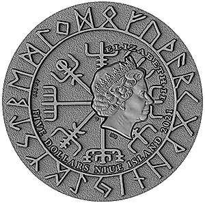 2021 DE Vikings Legend PowerCoin Freydis Eiriksdottir Vikings 2 Oz Silver Coin 5$ Niue 2021 Antique Finish