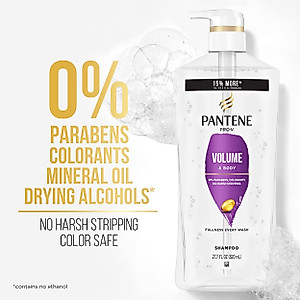 Pantene Shampoo Twin Pack with Hair Treatment, Volumizing Shampoo for Volume & Body, Safe for Color-Treated Fine Hair, 27.7 Fl Oz Each, 2-Pack + Miracle Rescue Shot (0.5 Oz)