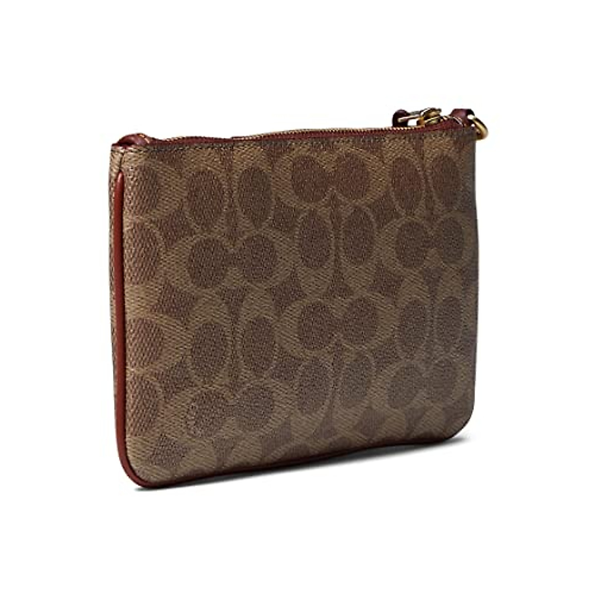 Coach Color-block Coated Canvas Signature Small Wristlet, Tan Rust