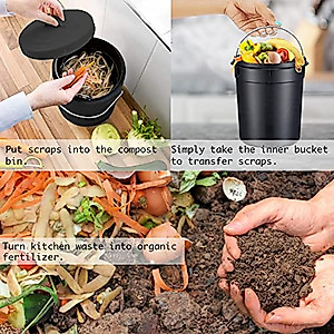 Compost Bin, LALASTAR Countertop Compost Bin with Lid, Kitchen Compost Container, Odorless Compost Bucket for Kitchen Food Waste with Carrying Handle, 1 Gallon, Black