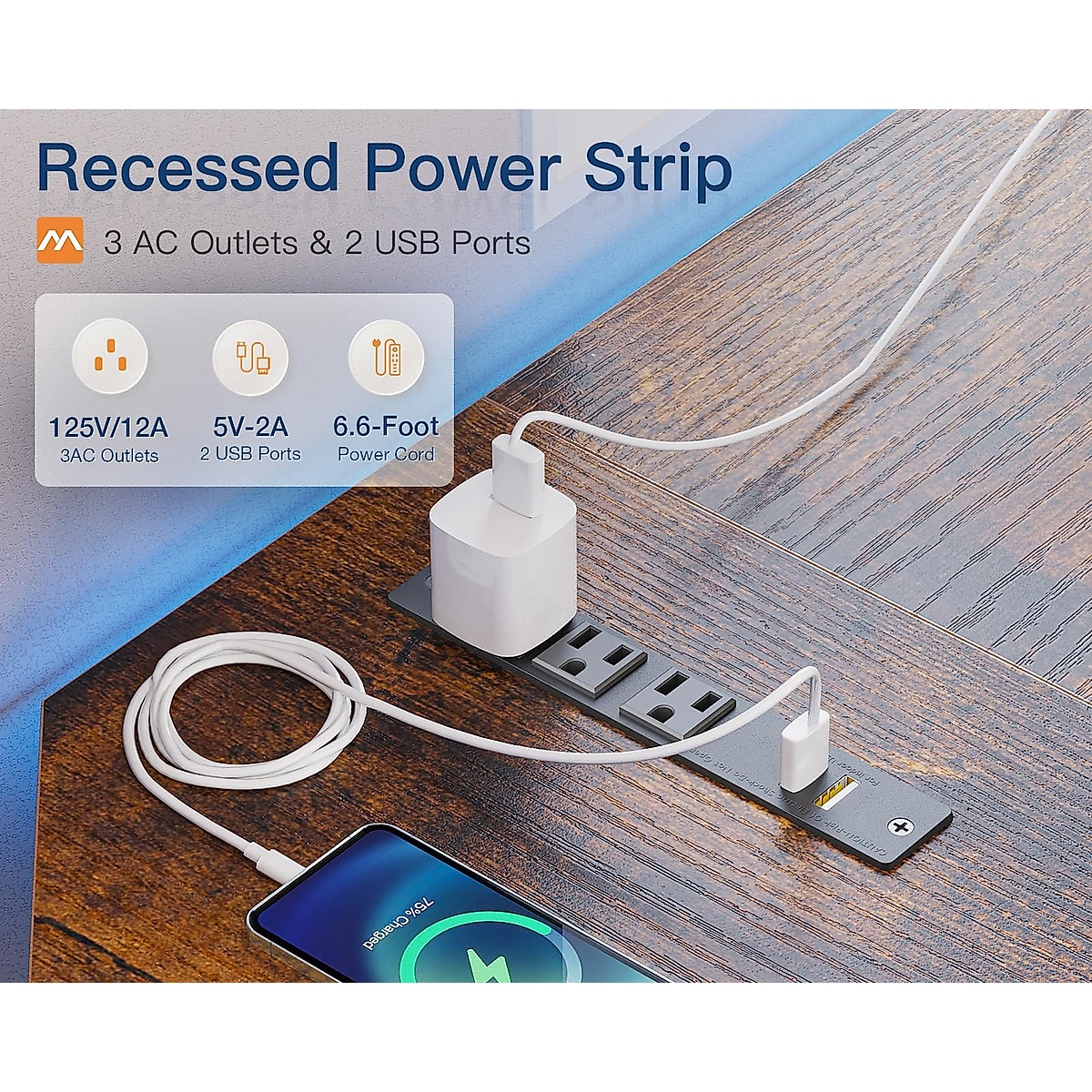 Coleshome 66" L Shaped Gaming Desk with Outlet, L Shaped Desk with CPU Stand, Corner Computer Desk, Home Office Desk, Writing Desk, Vintage