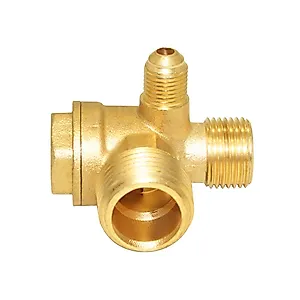 Joywayus 3-Way Brass Male Threaded Air Compressor Check Valve Central Pneumatic G1/2"xG3/8"xG1/8"